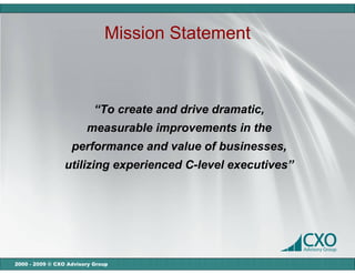 Introduction to the CXO Advisory Group | PDF