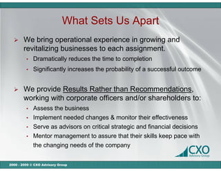 Introduction to the CXO Advisory Group | PDF