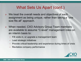 Introduction to the CXO Advisory Group | PDF