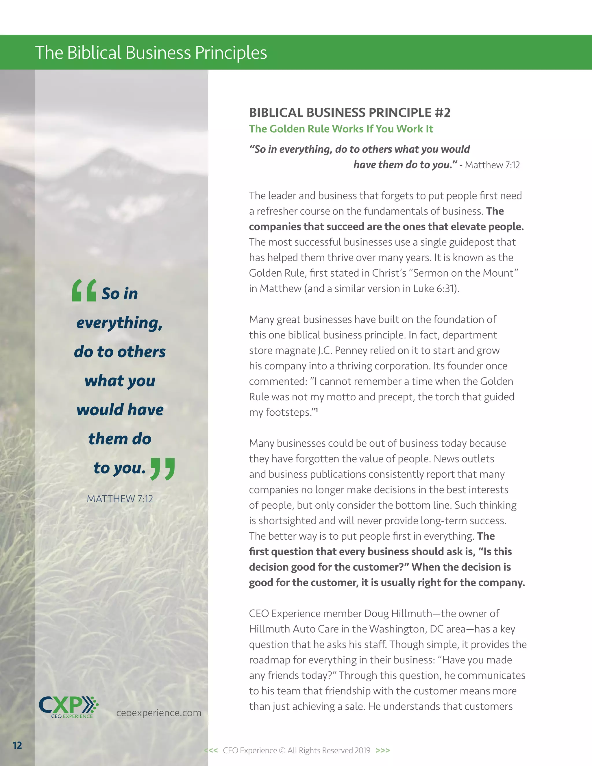 CXP Executive Retreat Guide - Biblical Business Principles | PDF