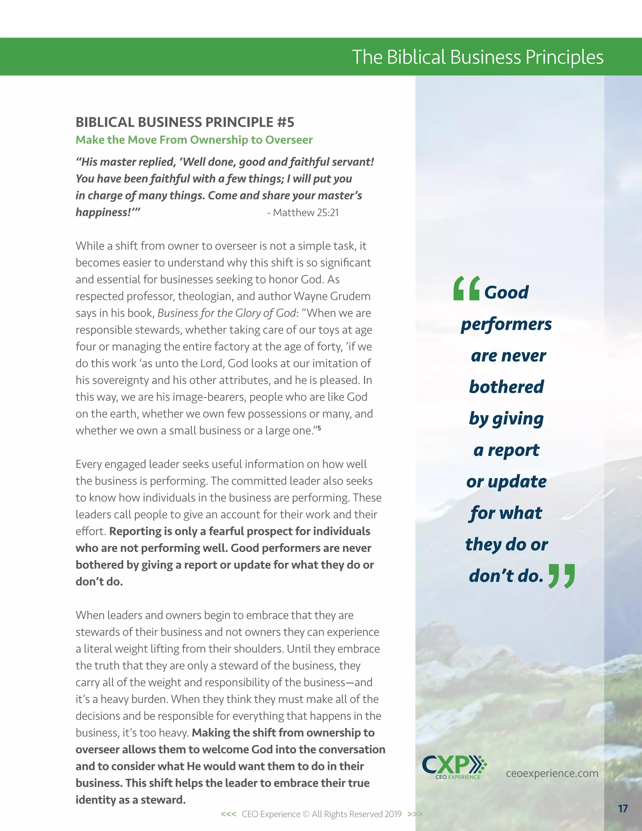 CXP Executive Retreat Guide - Biblical Business Principles | PDF