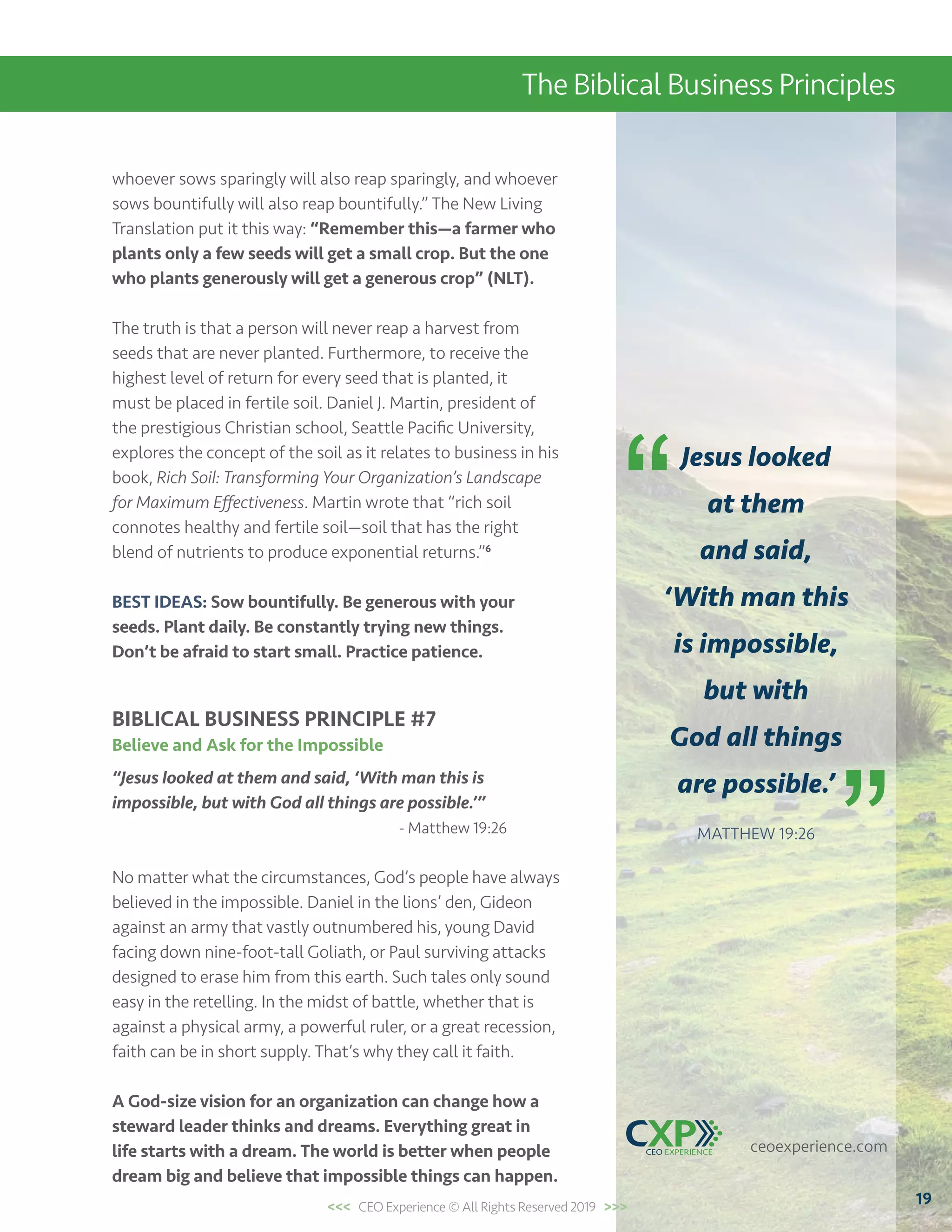 CXP Executive Retreat Guide - Biblical Business Principles | PDF