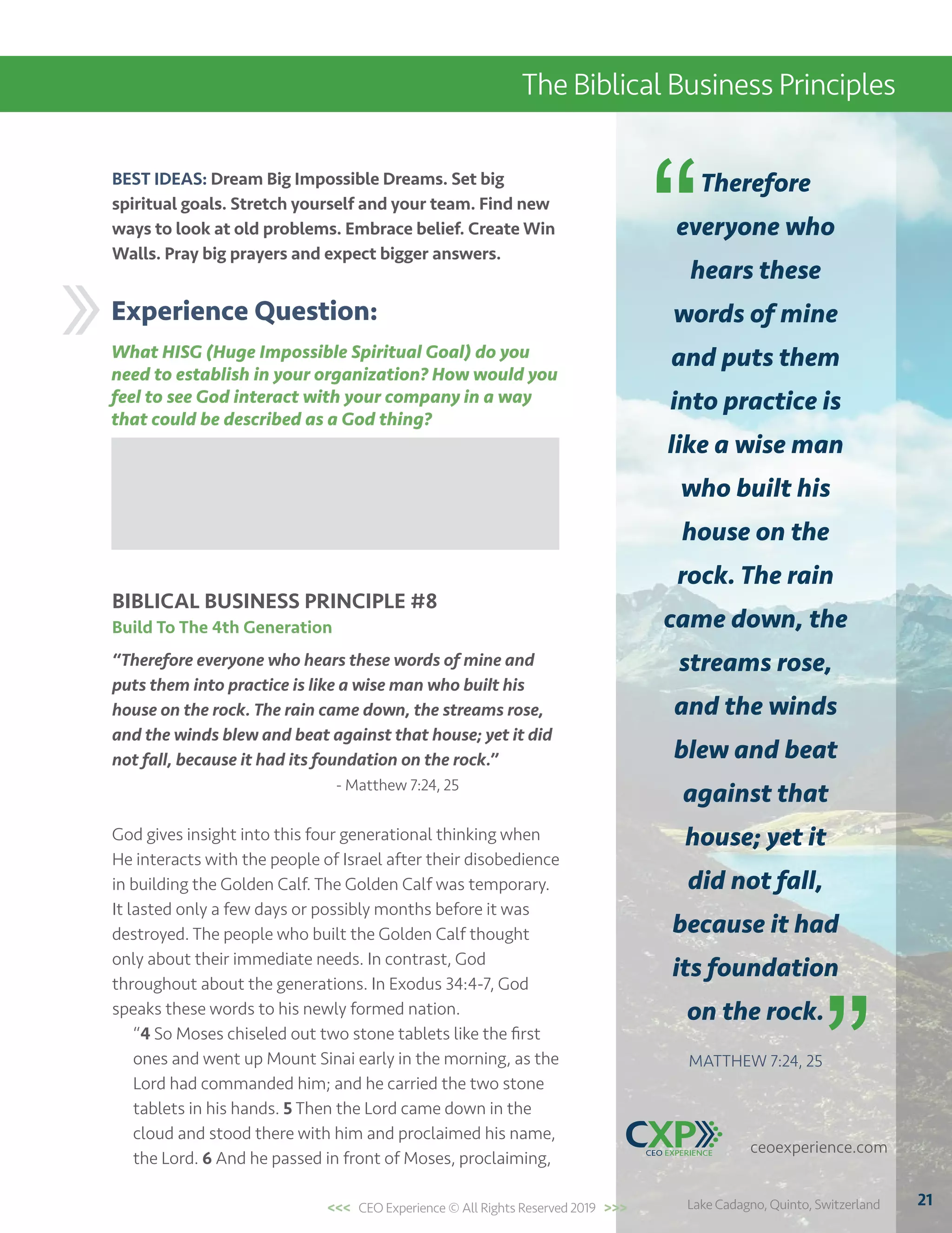 CXP Executive Retreat Guide - Biblical Business Principles | PDF