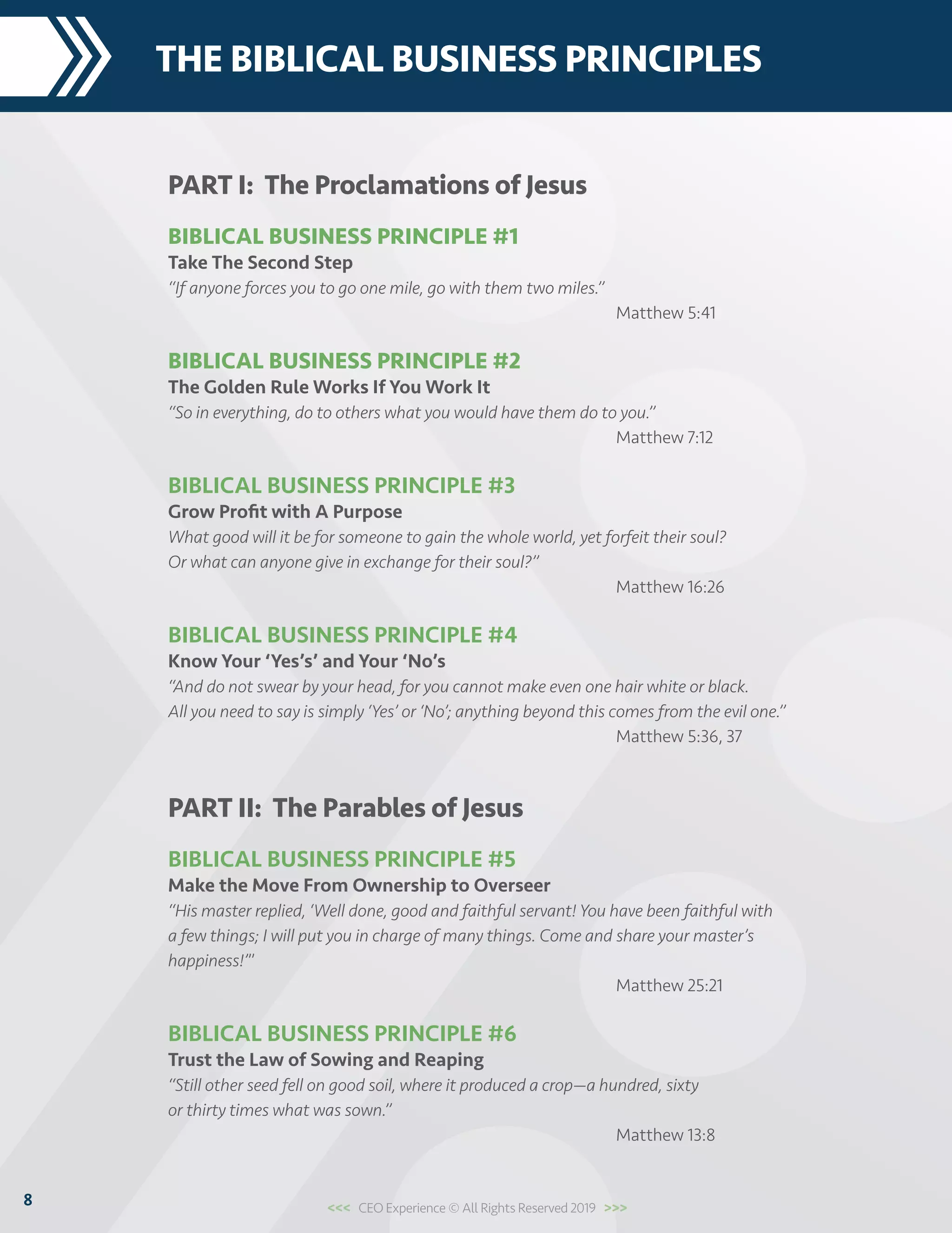 CXP Executive Retreat Guide - Biblical Business Principles | PDF