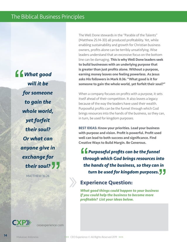 CXP Executive Retreat Guide - Biblical Business Principles | PDF