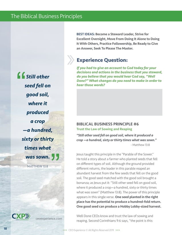 CXP Executive Retreat Guide - Biblical Business Principles | PDF