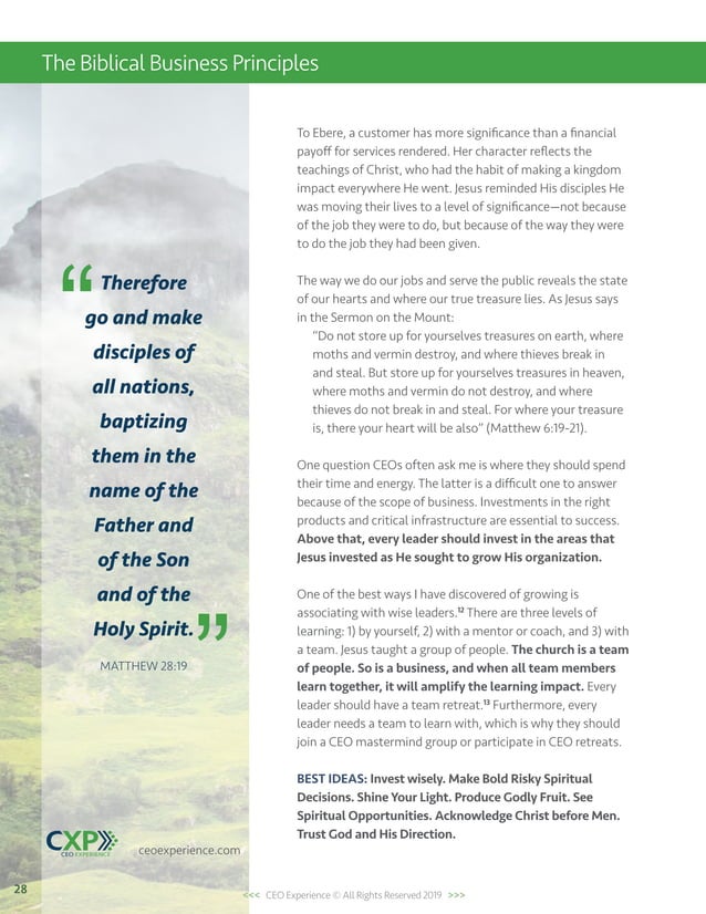 CXP Executive Retreat Guide - Biblical Business Principles | PDF