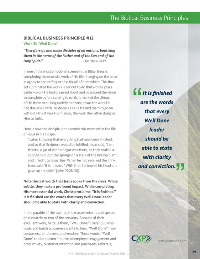 CXP Executive Retreat Guide - Biblical Business Principles | PDF