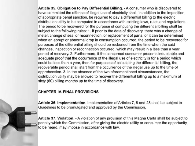 MAGNA-CARTA-FOR-RESIDENTIAL-ELECTRICITY-CONSUMERS.pptx | Gas and Electric | Home Utilities