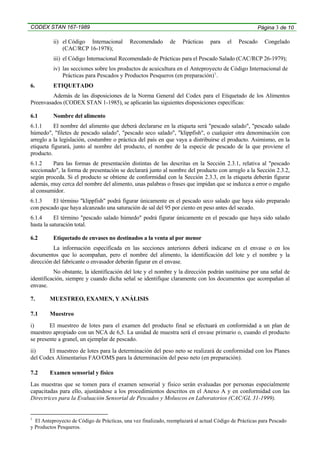 NORMA DEL CODEX PARA PESCADO SALADO Y PESCADO SECO SALADO DE LA FAMILIA ...