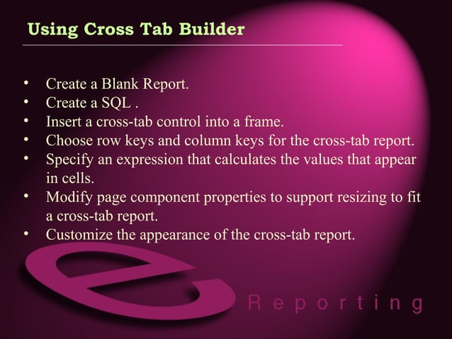 Actuate BIRT - Cross tab report | PPT