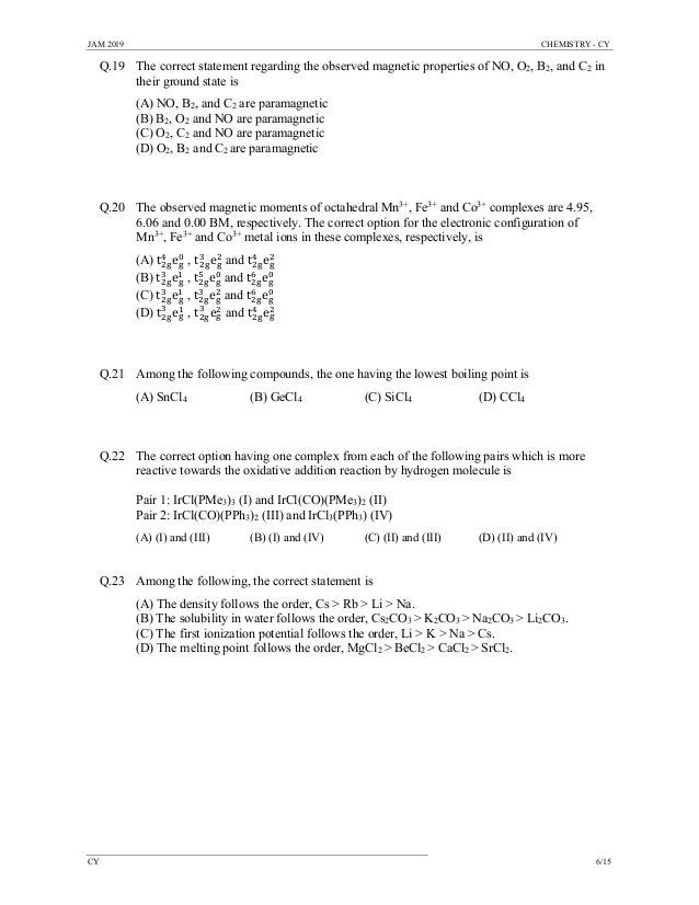 IIT JAM Chemistry || 2019 Full Question Paper || Sourav Sir's Classes | PDF