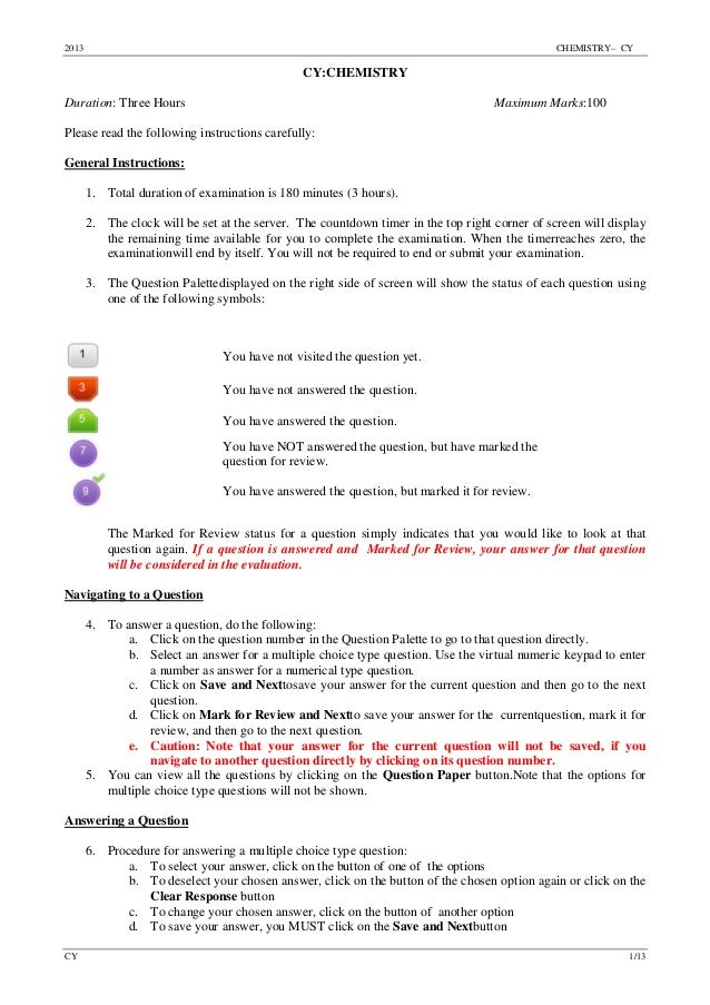 GATE Chemistry 2013 Question Paper | Sourav Sir's Classes | PDF