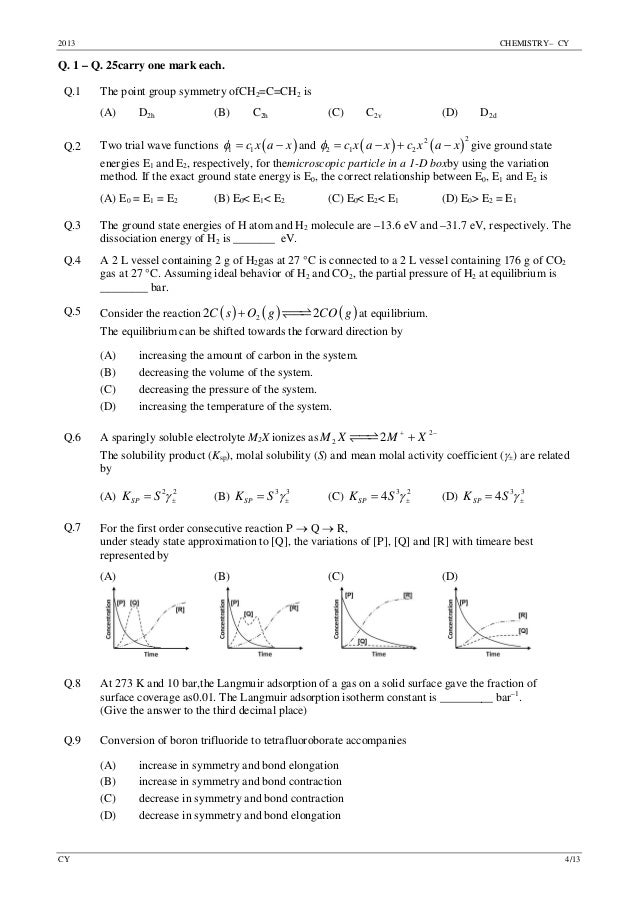 GATE Chemistry 2013 Question Paper | Sourav Sir's Classes | PDF ...