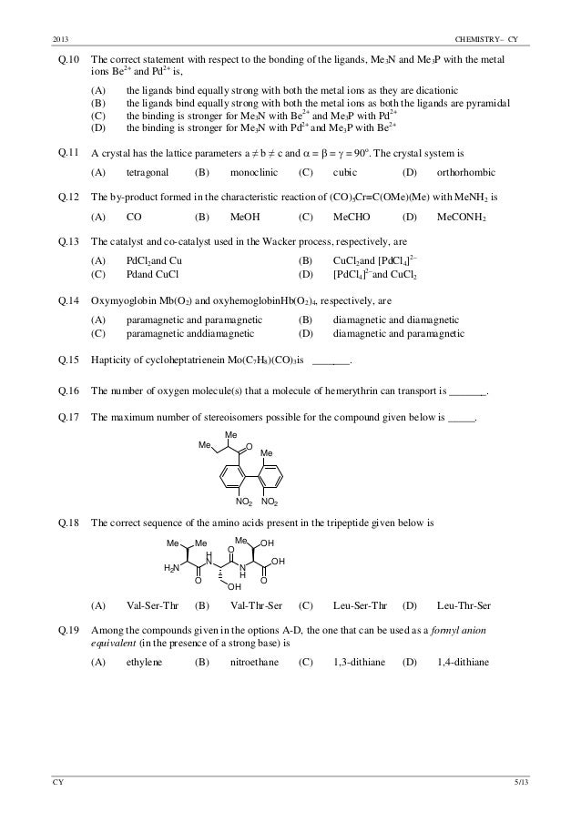 GATE Chemistry 2013 Question Paper | Sourav Sir's Classes | PDF ...