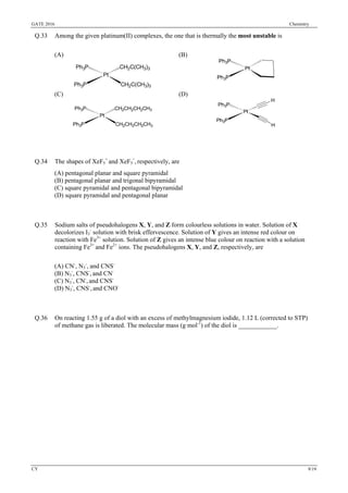 GATE Chemistry 2016 Question Paper | Chemistry Preparation | Sourav Sir ...