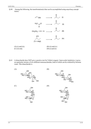 GATE Chemistry 2016 Question Paper | Chemistry Preparation | Sourav Sir ...