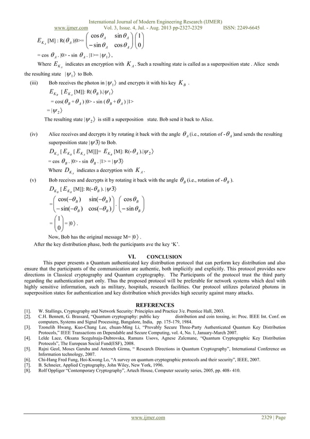 Three Party Authenticated Key Distribution using Quantum Cryptography | PDF