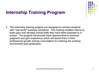 Cyama 2012 spring internship - please click to downoad | PPT