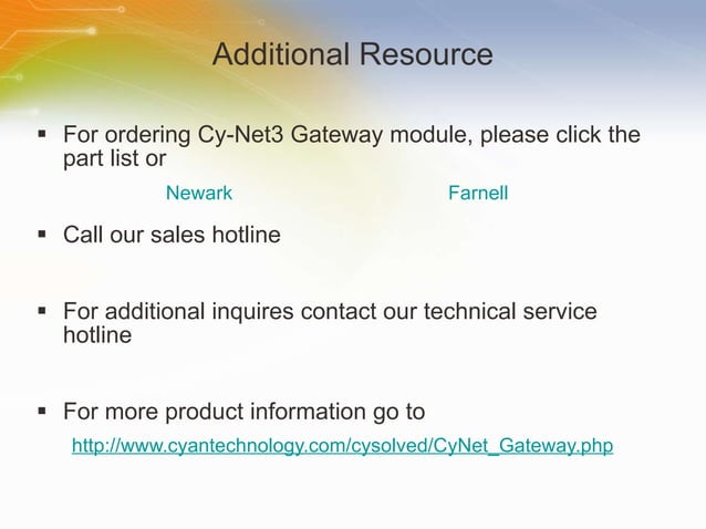 Cy-Net3 Network Module | PPT