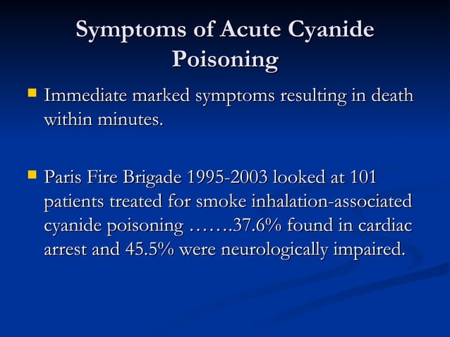Cyanide Poisoning | PPT | Blood Disorders | Diseases and Conditions