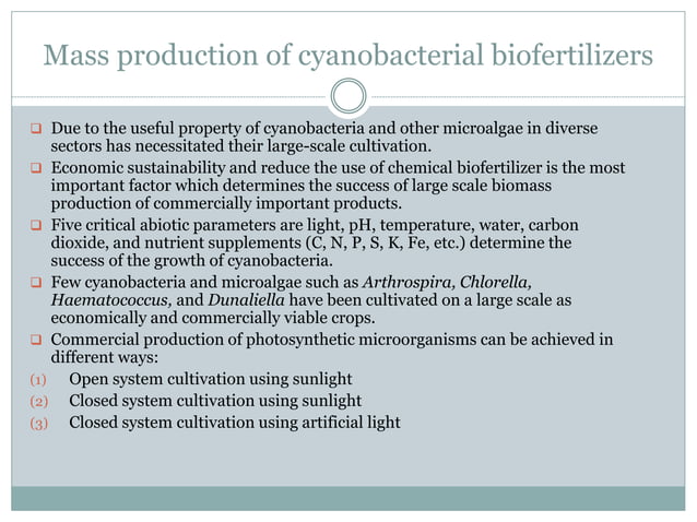Cyanobacteria as a Biofertilizer (BY- Ayushi).pptx | Agriculture | Industries