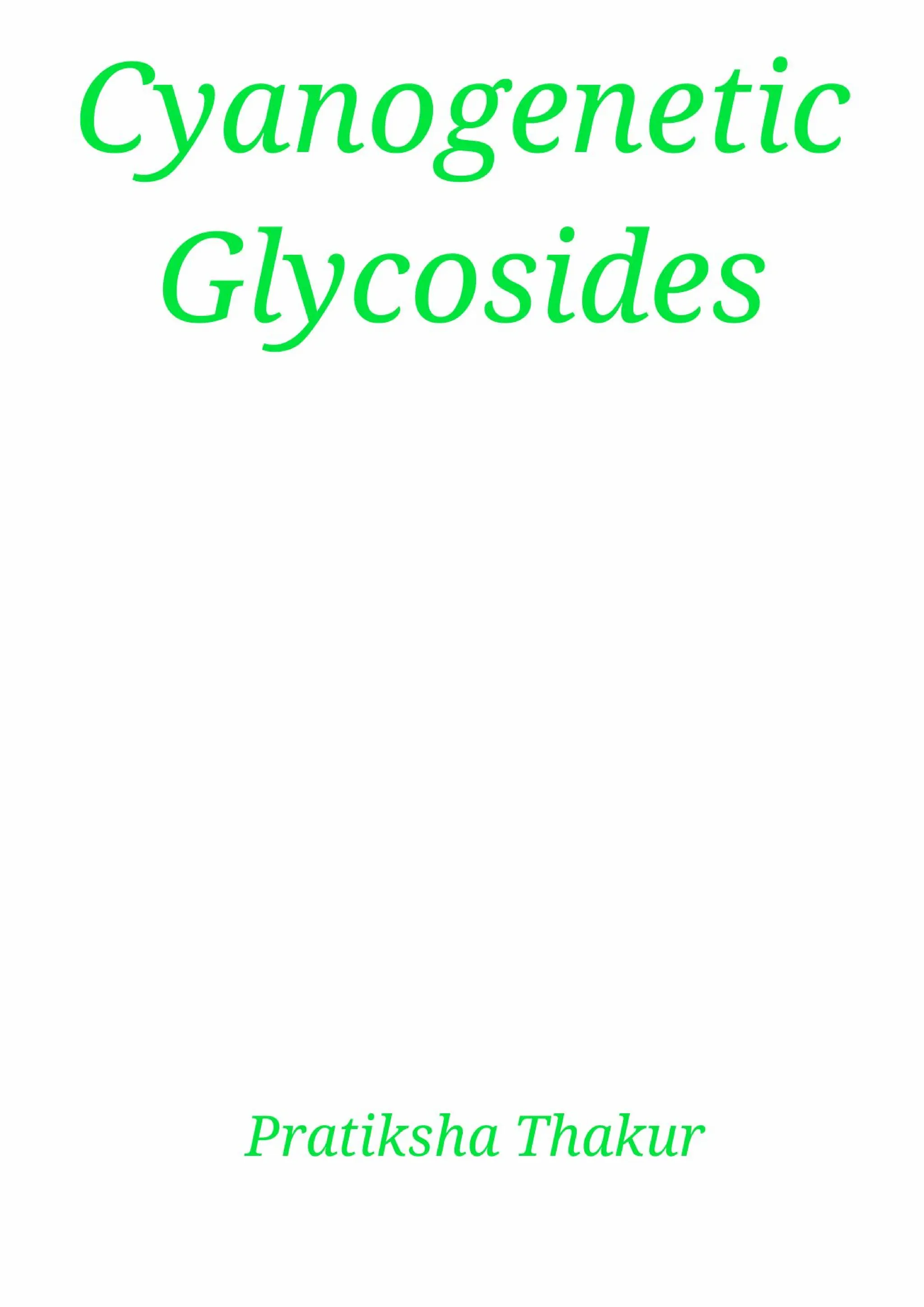 Cyanogenetic Glycosides | PDF