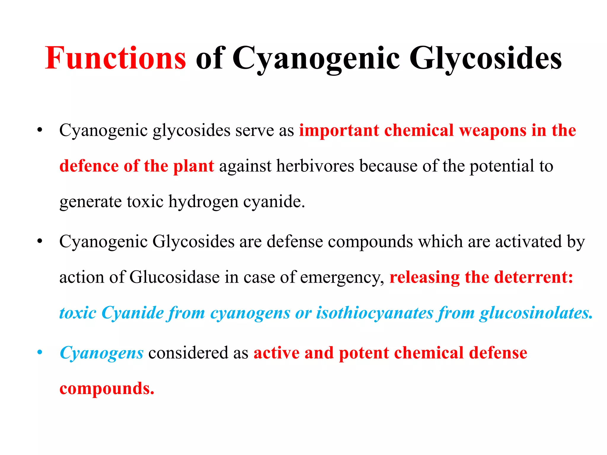 Cyanogenic glycosylates and glucosinolates in plant | PPTX