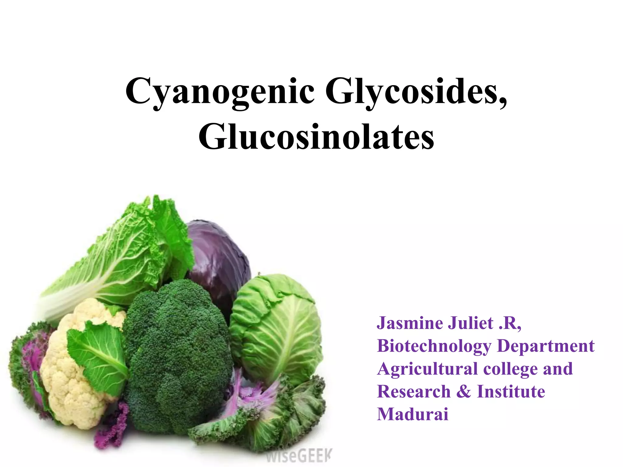 Cyanogenic glycosylates and glucosinolates in plant | PPTX