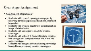 Cyanotypes Slideshow for explaining what cyanotypes are | PDF