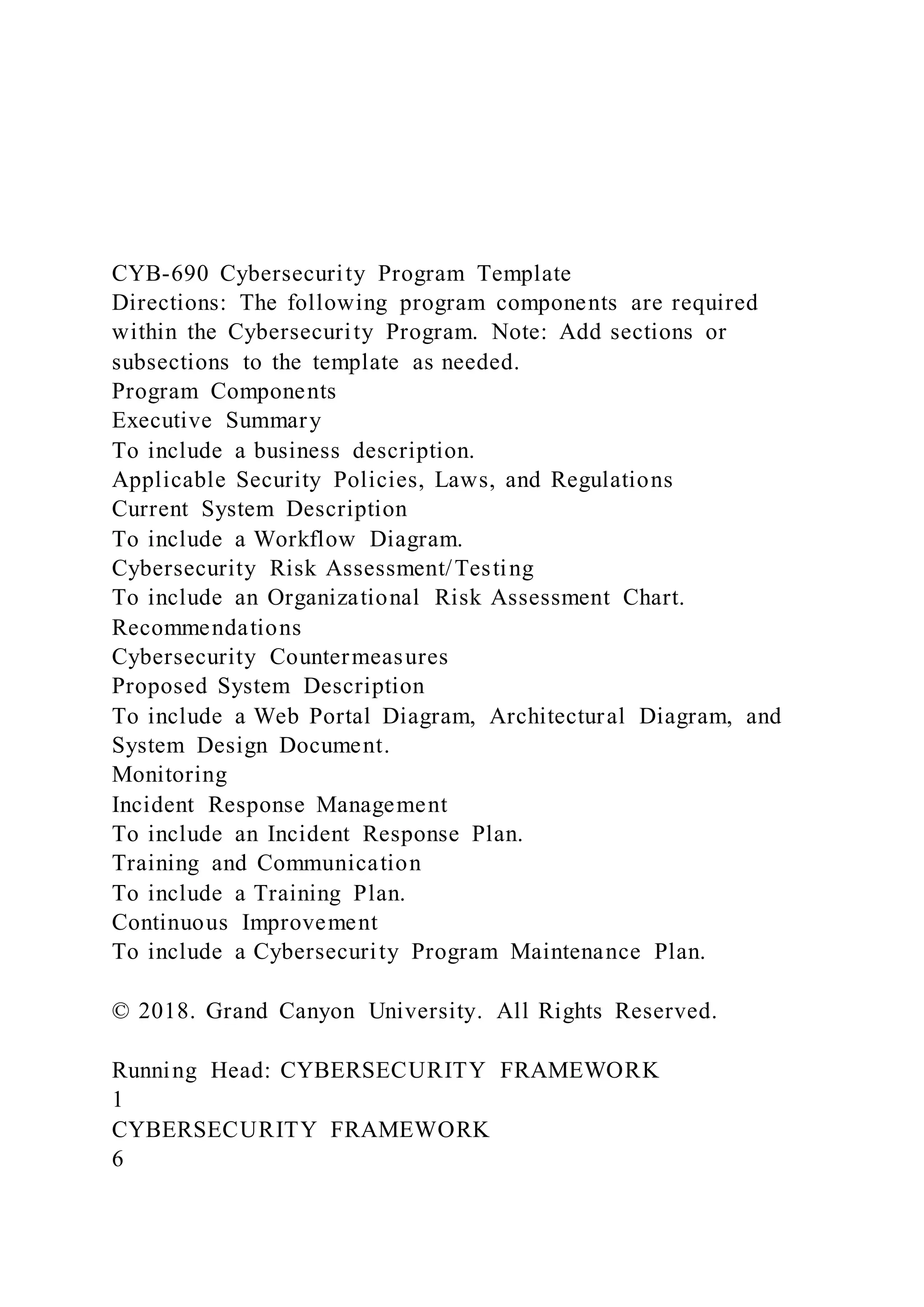 Cyb 690 cybersecurity program template directions the foll | DOCX | Internet | Computing
