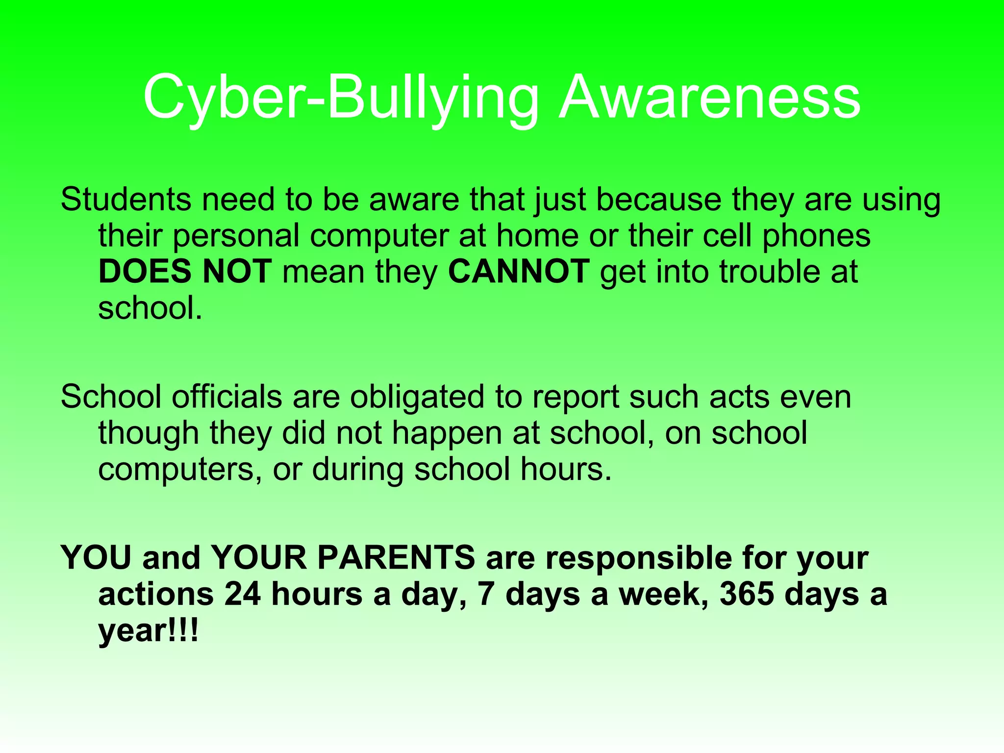 Cyber Bullying Student Presentation | PPT