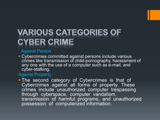 Cyber crime | PPTX | Crime & Harmful Acts to Individuals, Society ...