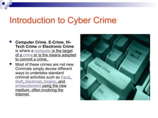 Title: CYBER CRIME: Understanding, Prevention & Legal Framework | PPT