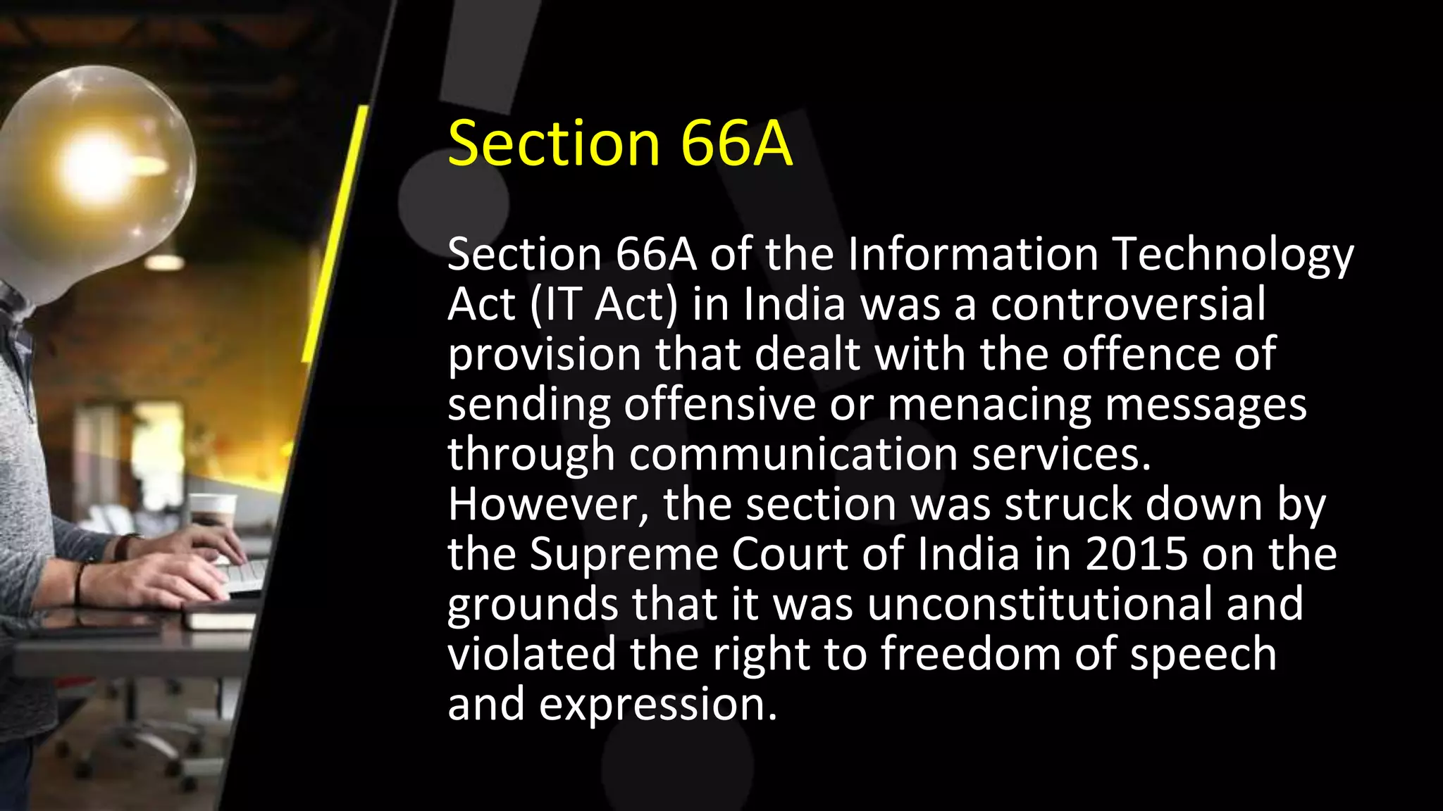Cyber Law IT Act Section 66 to 66F | PPTX