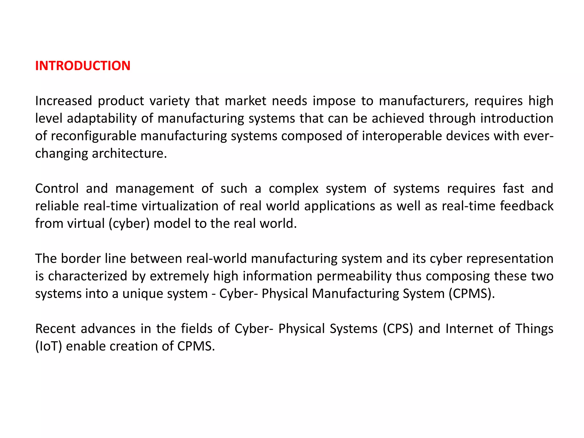 Cyber physical manufacturing systems | PDF