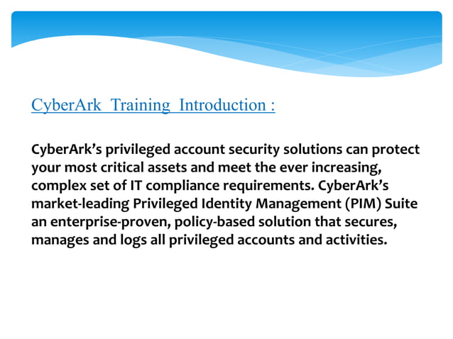 Cyber ark training | PPTX | Technology & Computing