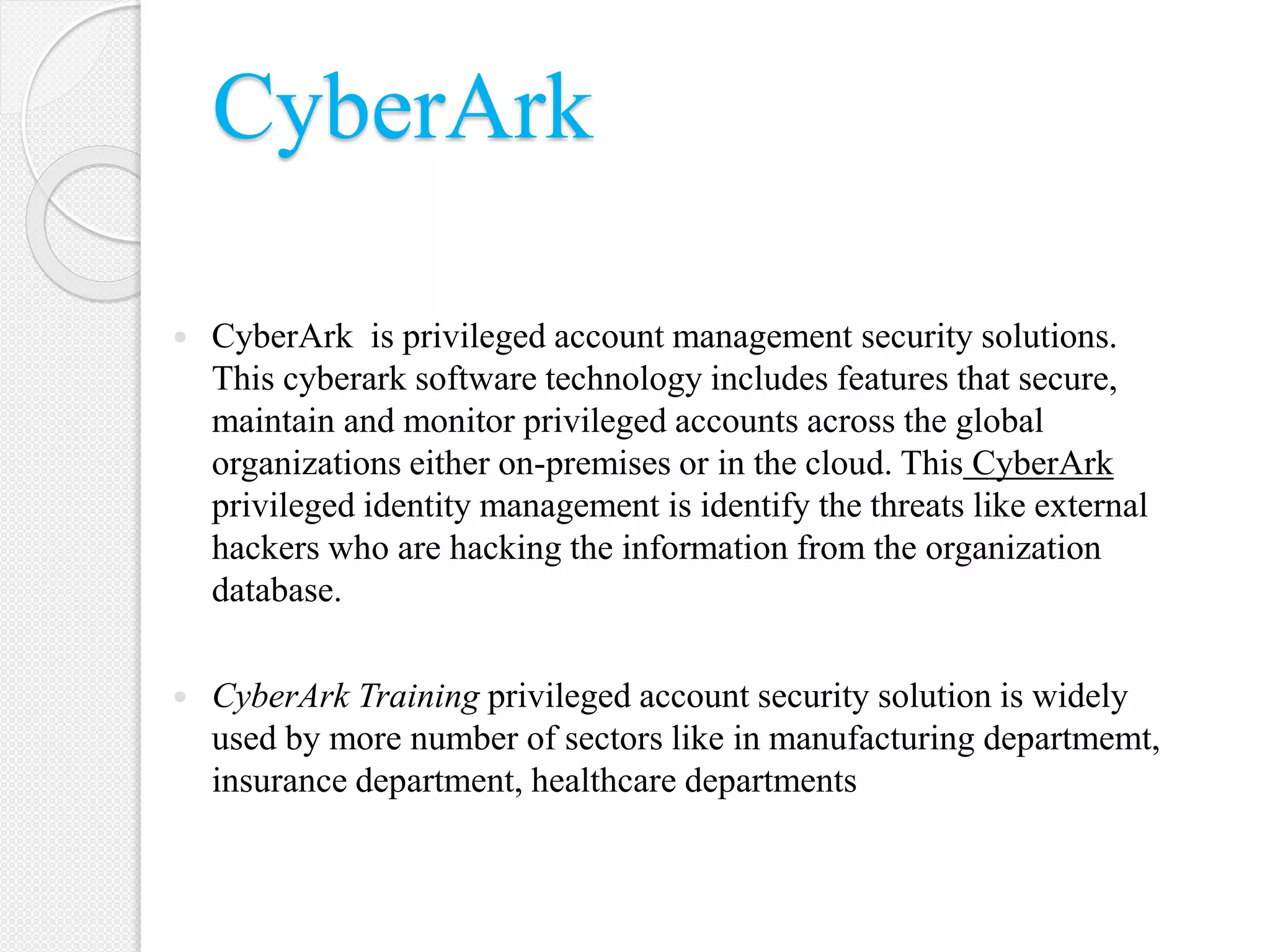 Cyberark training ppt | PPTX