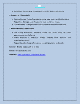 Cyber Attacks Explained: How They Work & How to Stay Safe | PDF