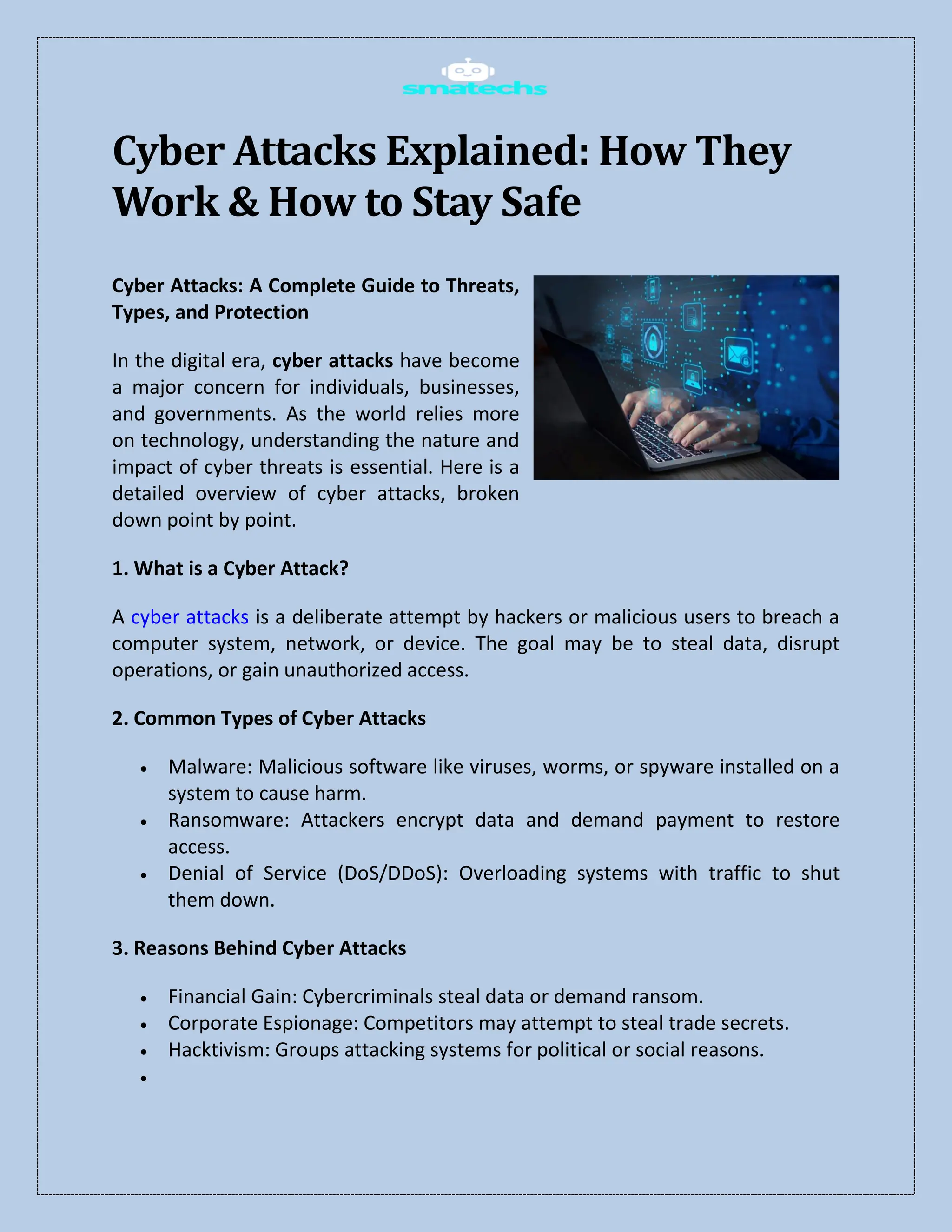 Cyber Attacks Explained: How They Work & How to Stay Safe | PDF