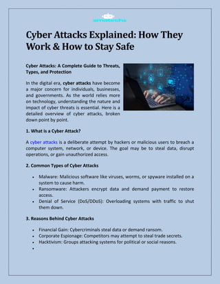 Cyber Attacks Explained: How They Work & How to Stay Safe | PDF