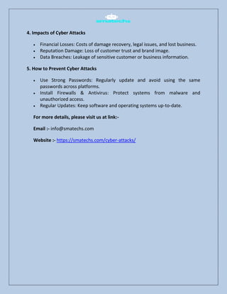 Cyber Attacks Explained: How They Work & How to Stay Safe | PDF