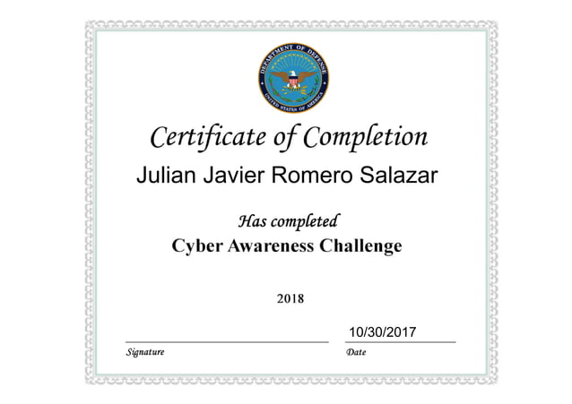 Cyber awareness challenge certificate | PDF | Technology & Computing