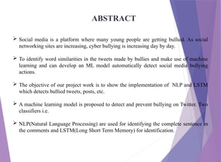 Cyber Bullying Detection using SVM and LSTM | PPT