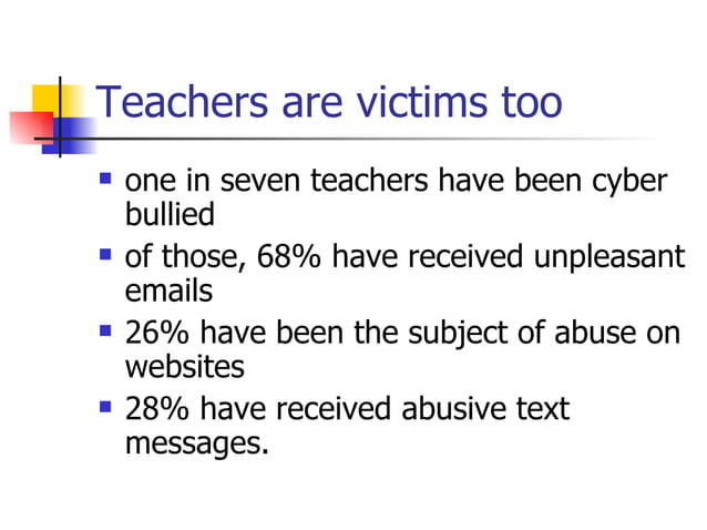 Cyberbullying - Wednesday Class - Presentation on Cyberbullying ...