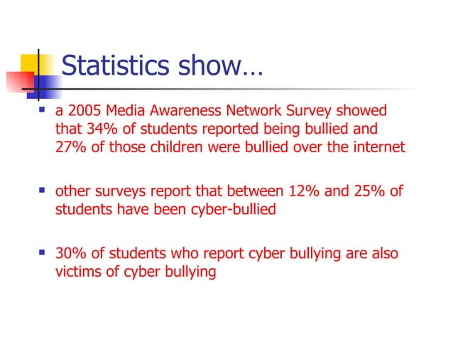 Cyberbullying - Wednesday Class - Presentation on Cyberbullying ...