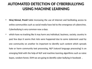 CYBER BULLYING DETECTION UPDATED USING social | PPT