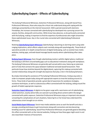 Cyberbullying Expert - Effects of Cyberbullying | PDF