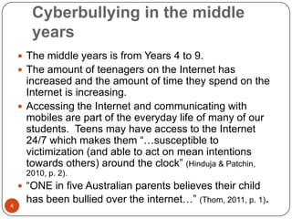 Cyberbullying in the Middle Years | PPT