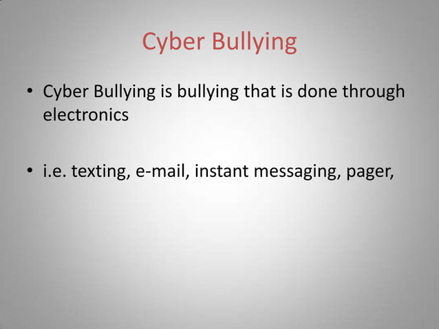 Cyber Bullying Presentation | PPTX